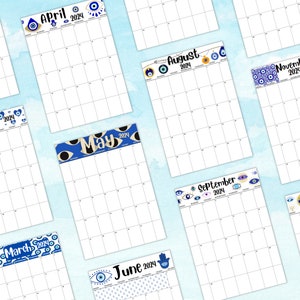 2024-2025 Evil Eye Blank Monthly Calendar Printable |2024 2025 ...