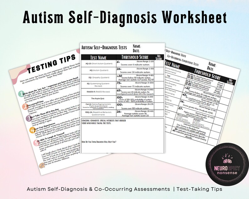 Autism Self Diagnosis Worksheet | Autism Self Diagnosis Printable ...