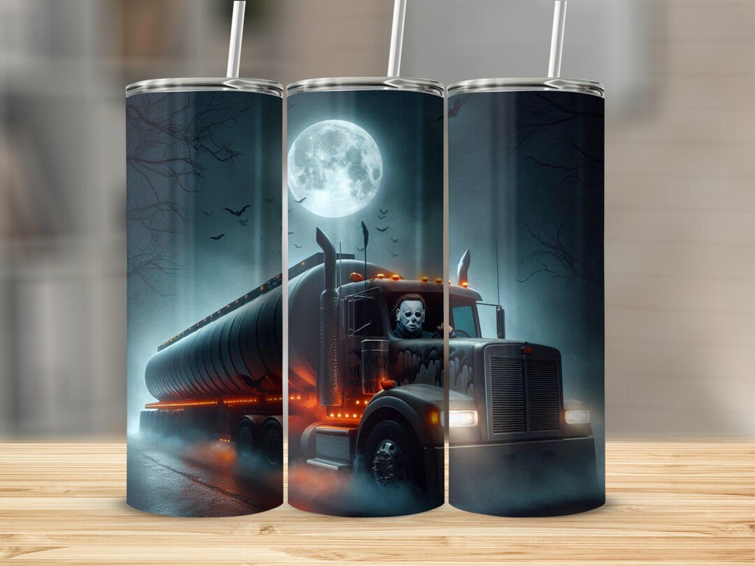 20oz Spooky Halloween Digital Art, Creepy Truck Design, Halloween Night ...
