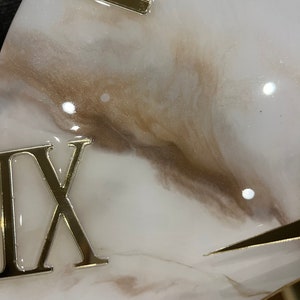 Wedding Gift Clock Light Beige Elegant Resin Marble Wall Clock With ...