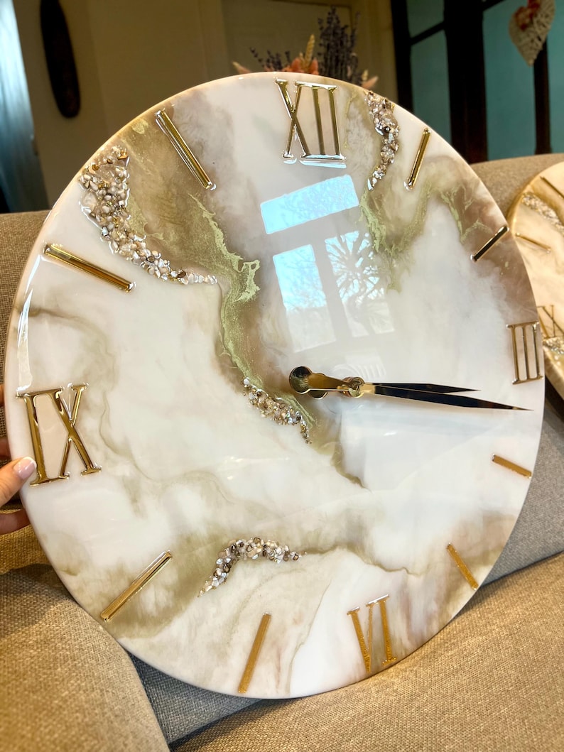 Living Room Clock Decor Modern Wall Clock Housewarming Gift Light Beige ...
