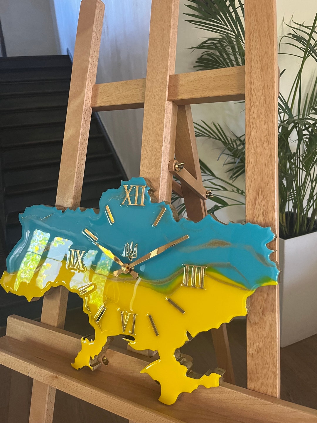 Modern Wall Clock Unique Ukrainian Cart Wall Clock Form Map Ukraine ...