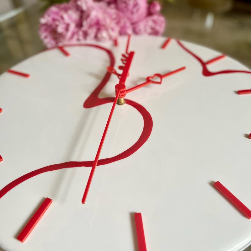 Red Wall Clock - Etsy