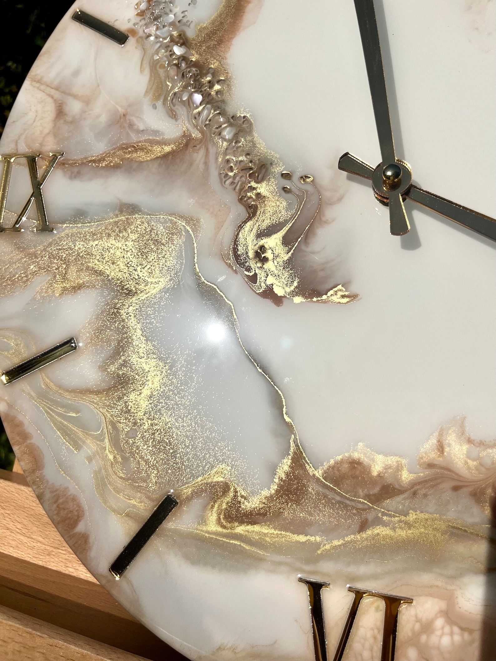 Housewarming Gift Light Beige Elegant Marble Wall Clock With Gold Hands ...