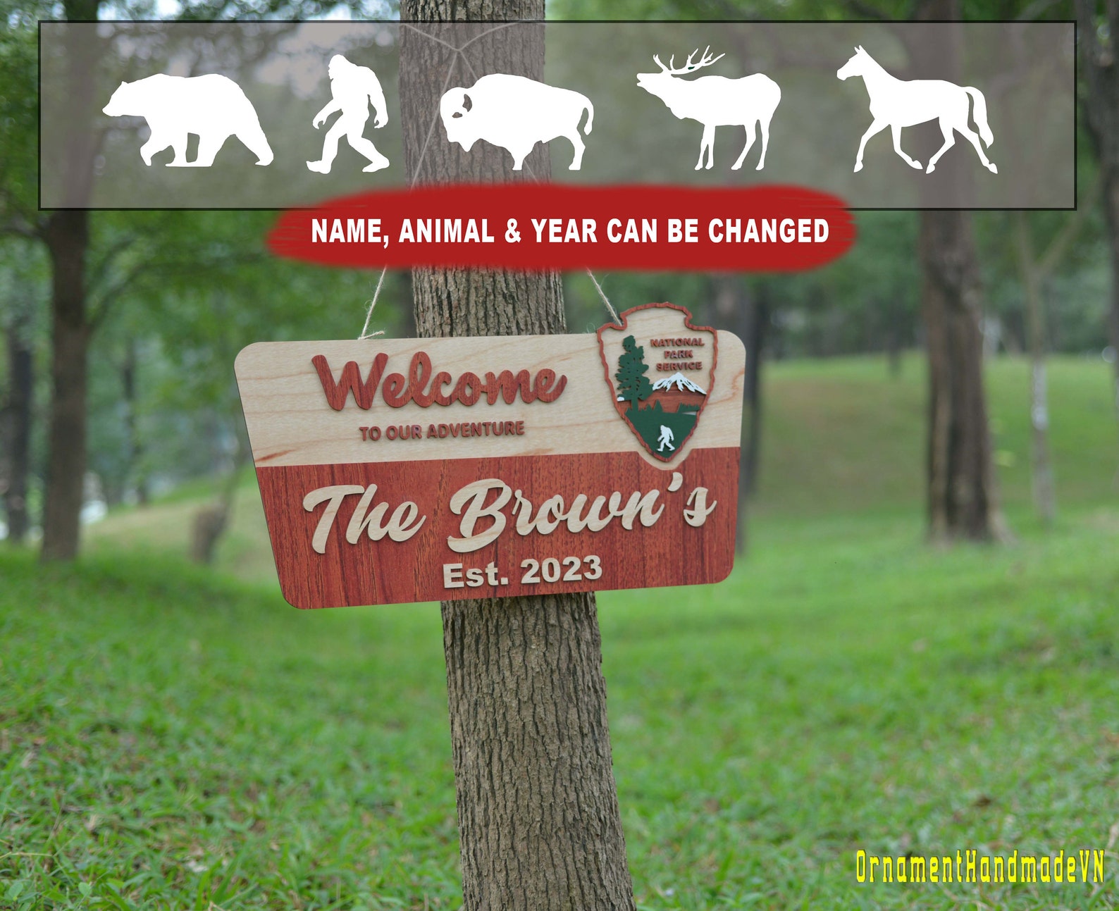 National Park Service Welcome Sign 3D NPS Inspired Family Name Sign ...
