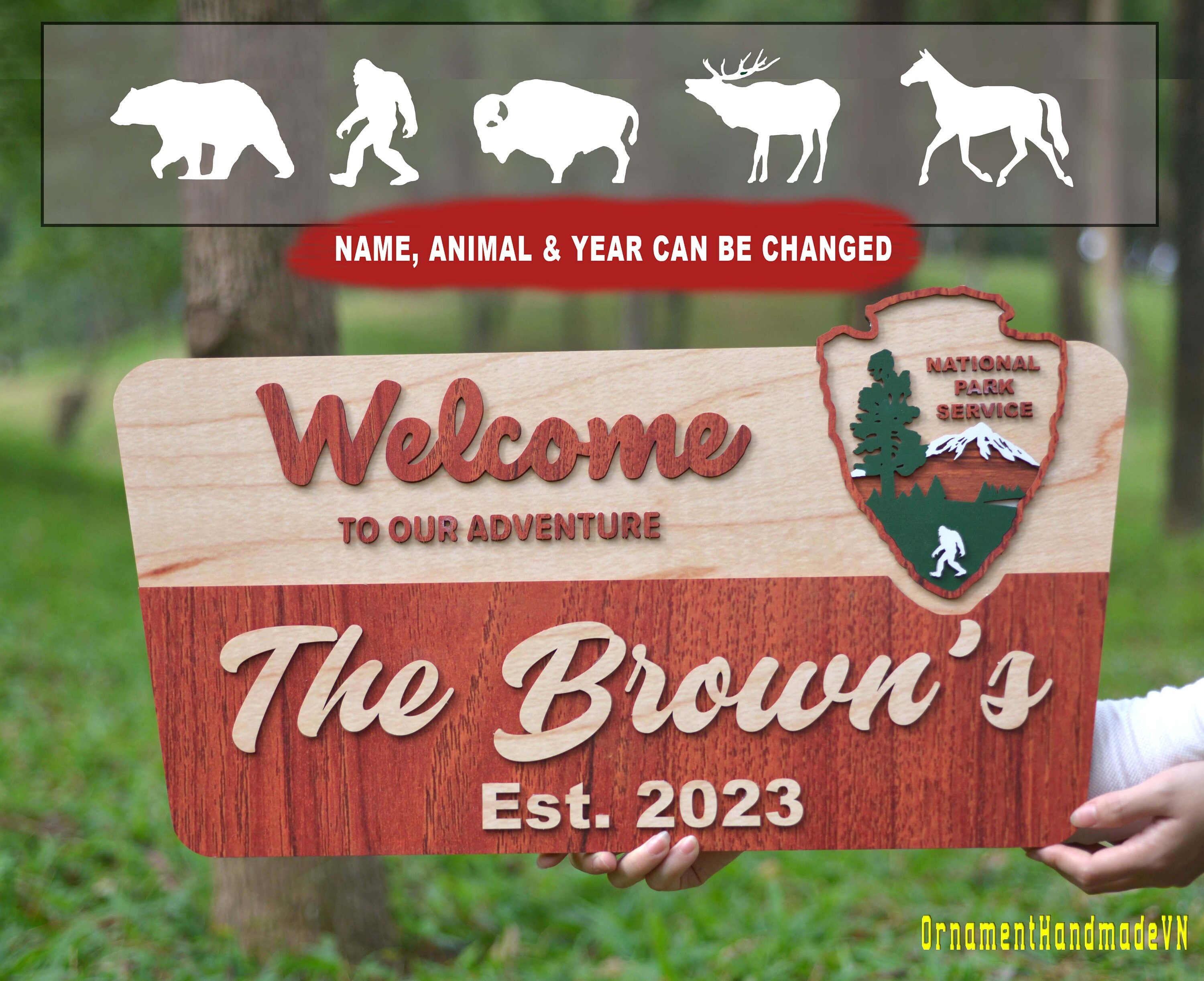 National Park Service Welcome Sign 3D NPS Inspired Family Name Sign ...