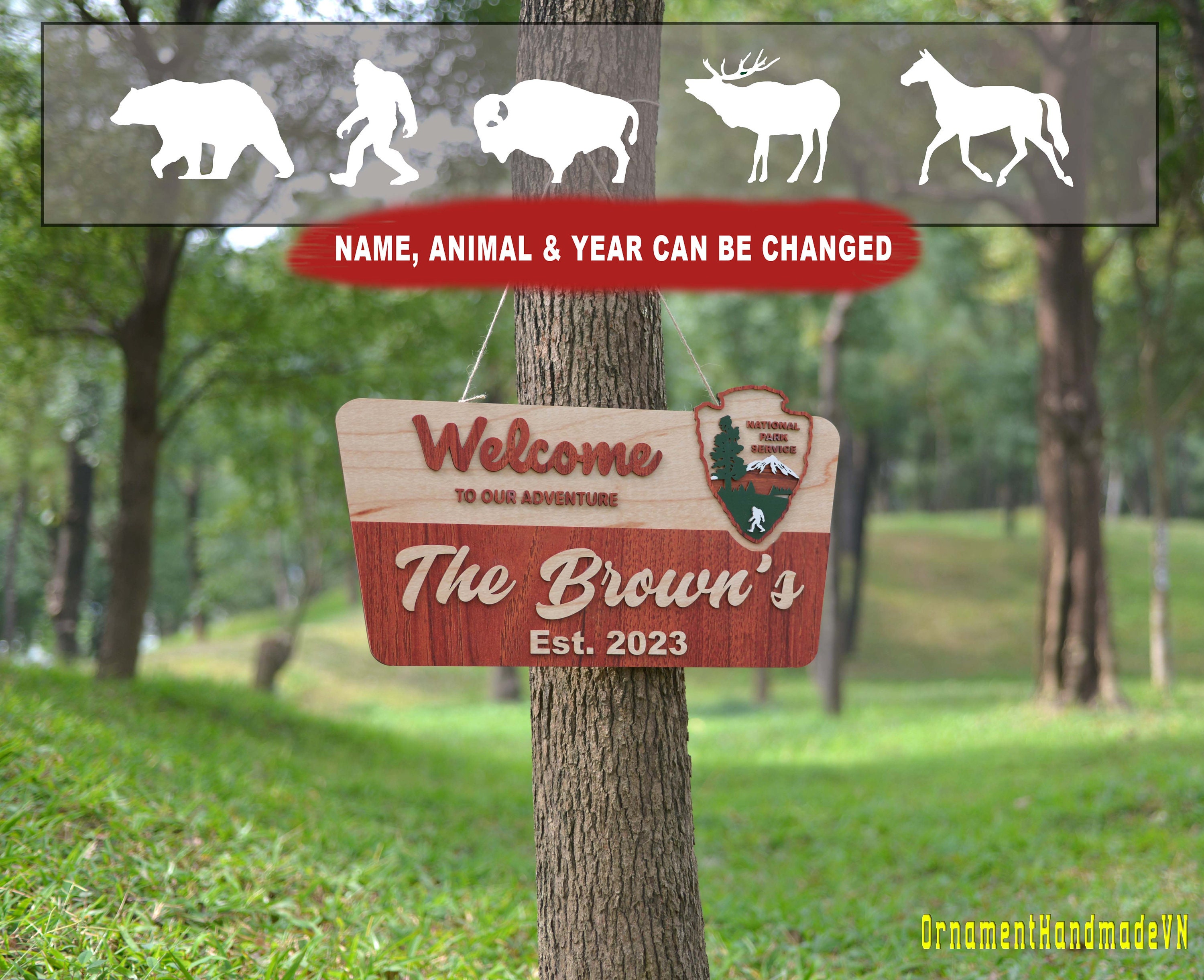 National Park Service Welcome Sign 3D NPS Inspired Family Name Sign ...