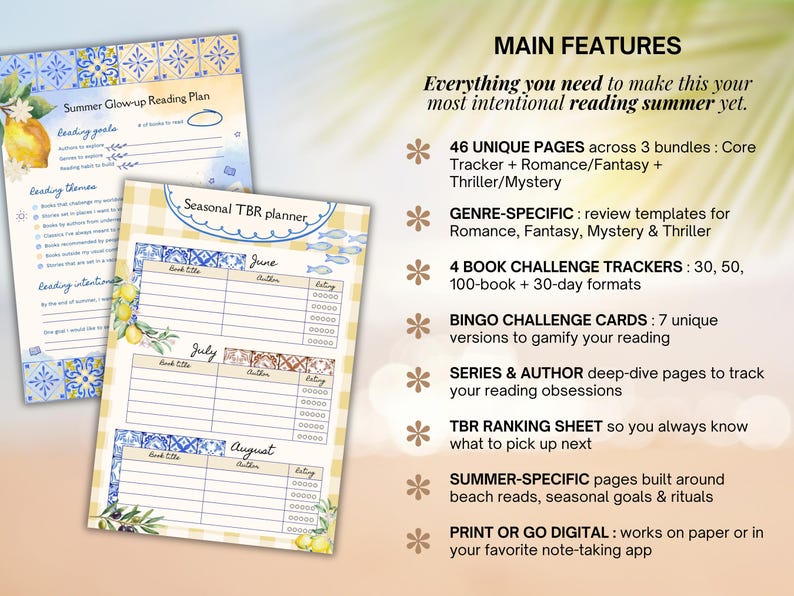 Printable Reading Journal Bundle | Summer Book Tracker, Reading ...