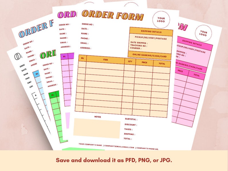 Order Form Template | Printable Order Form | Custom Order Forms | 5 ...