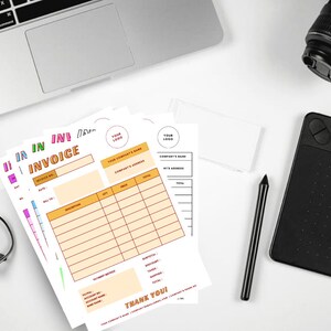 Invoice Template Printable Invoice Custom Order Forms 5 Premade Colors ...