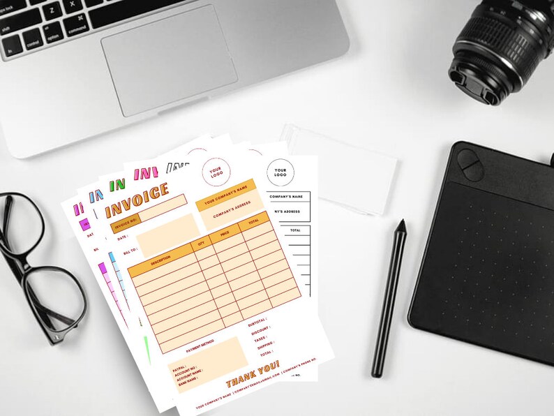 Invoice Template Printable Invoice Custom Order Forms 5 Premade Colors ...