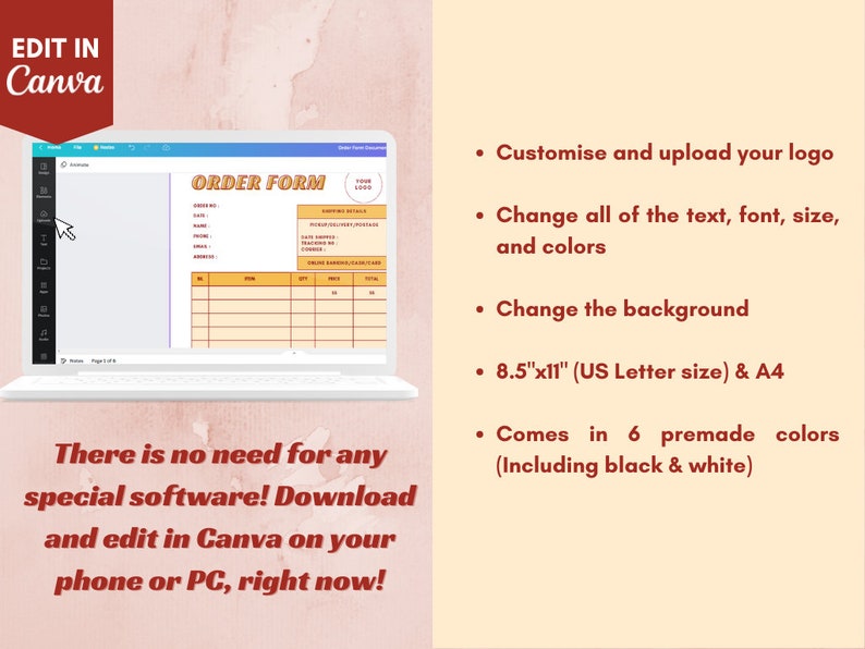 Order Form Template | Printable Order Form | Custom Order Forms | 5 ...