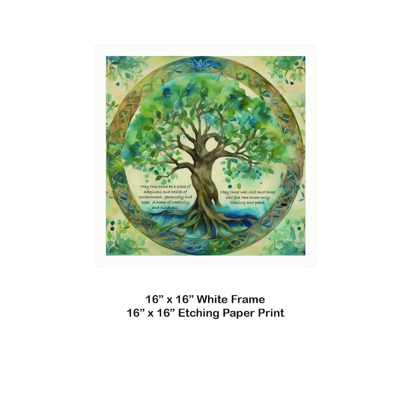 Green Water Color Tree of Life With Home Blessing - Etsy