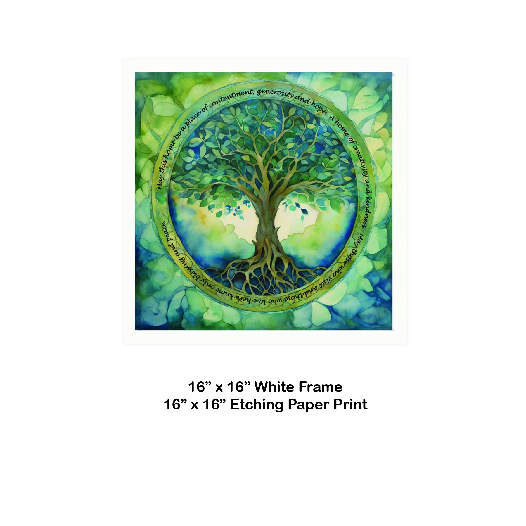 Blue Water Color Tree of Life With Home Blessing - Etsy