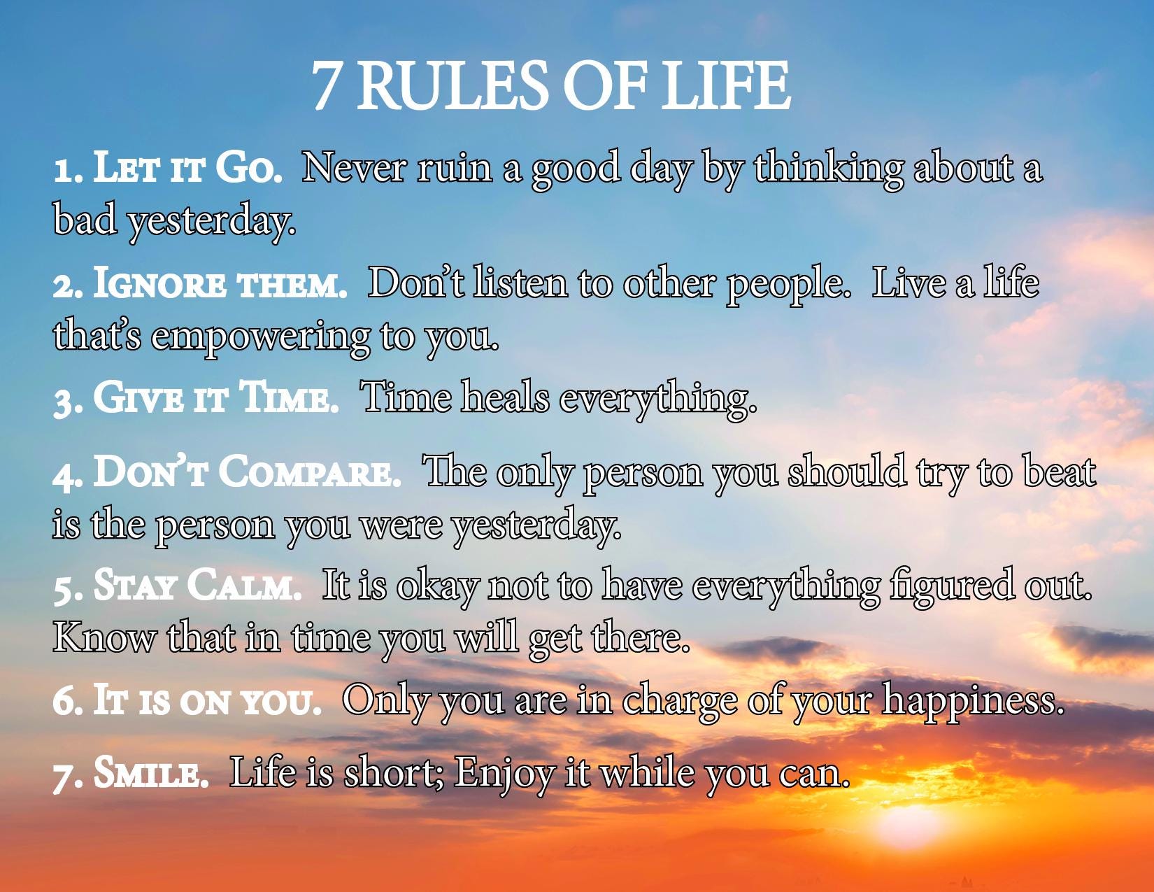 7 Rules of Life - Etsy