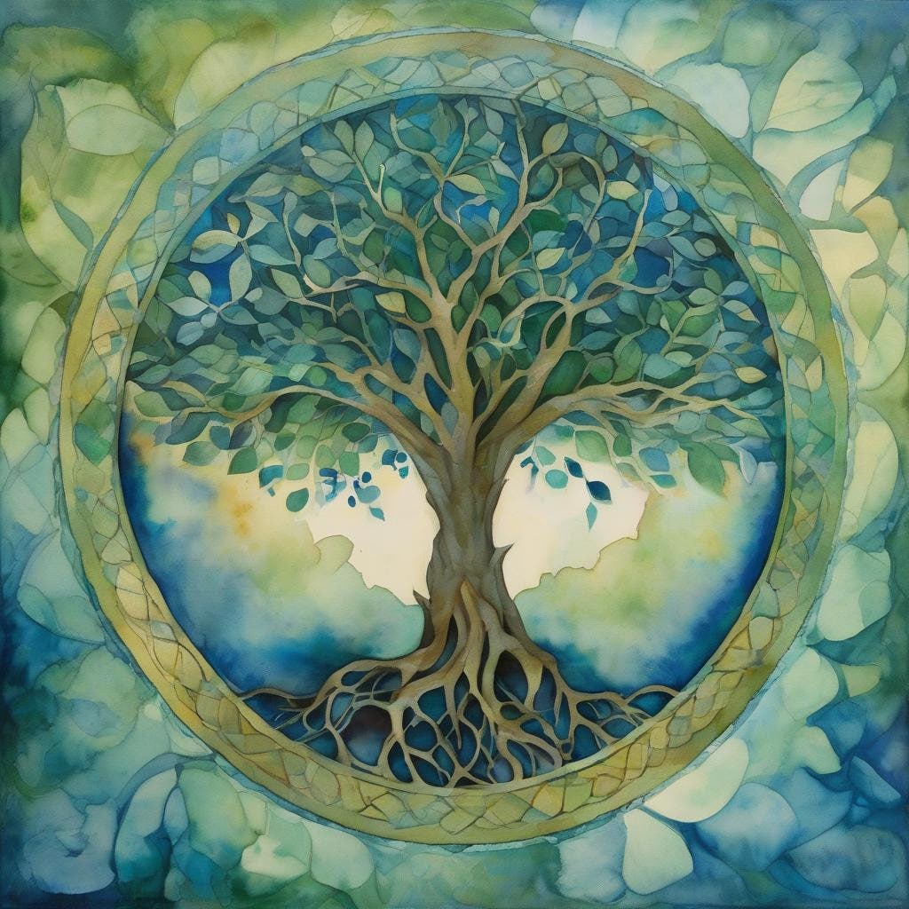 Blue Water Color Tree of Life With Home Blessing - Etsy