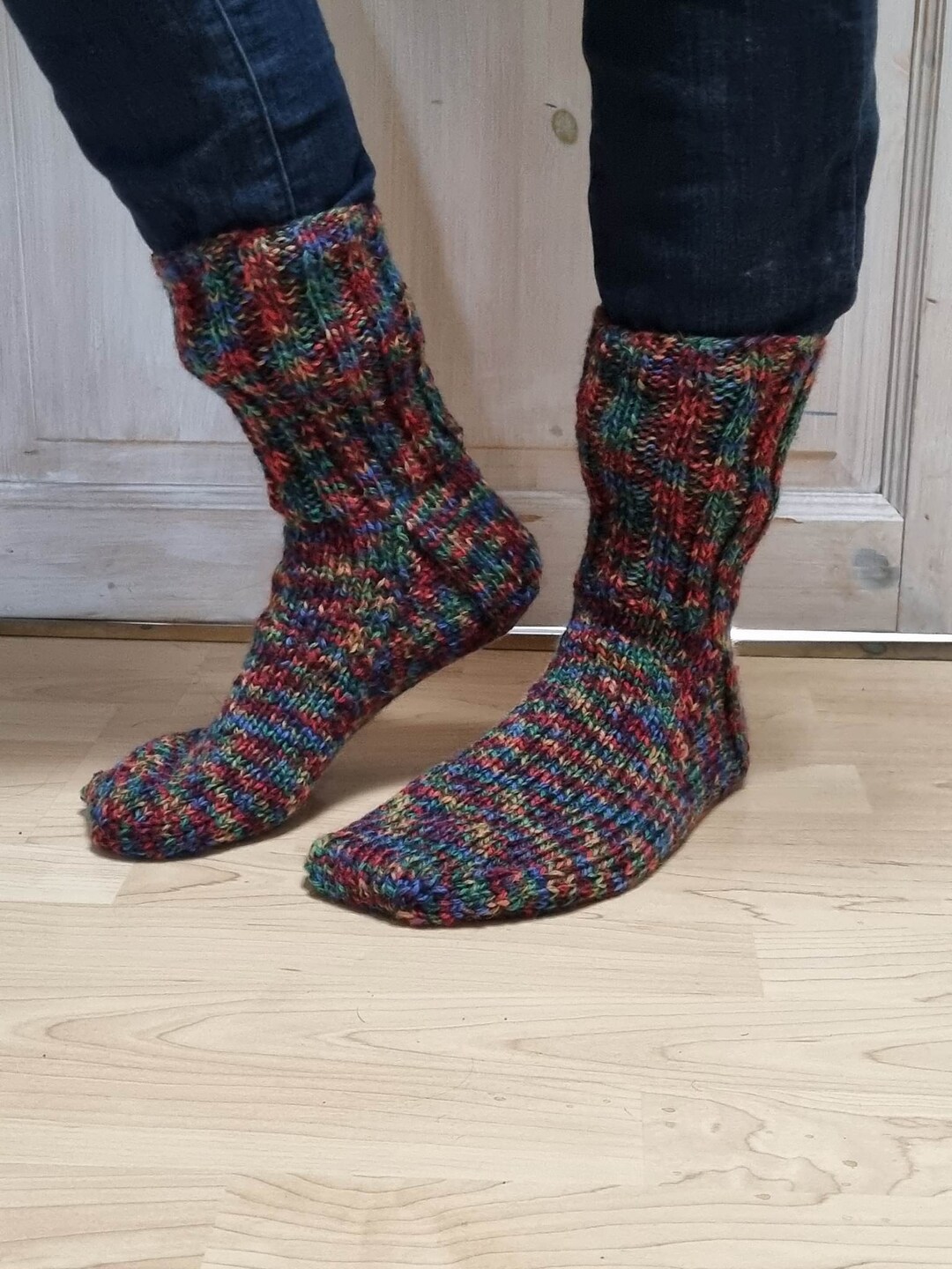 Rainbow Hand Knit Wool Socks - Etsy