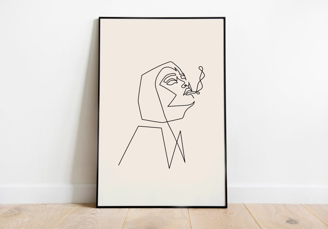 Smoking Cigarette Digital Art One Line Drawing Unique Printable Poster ...