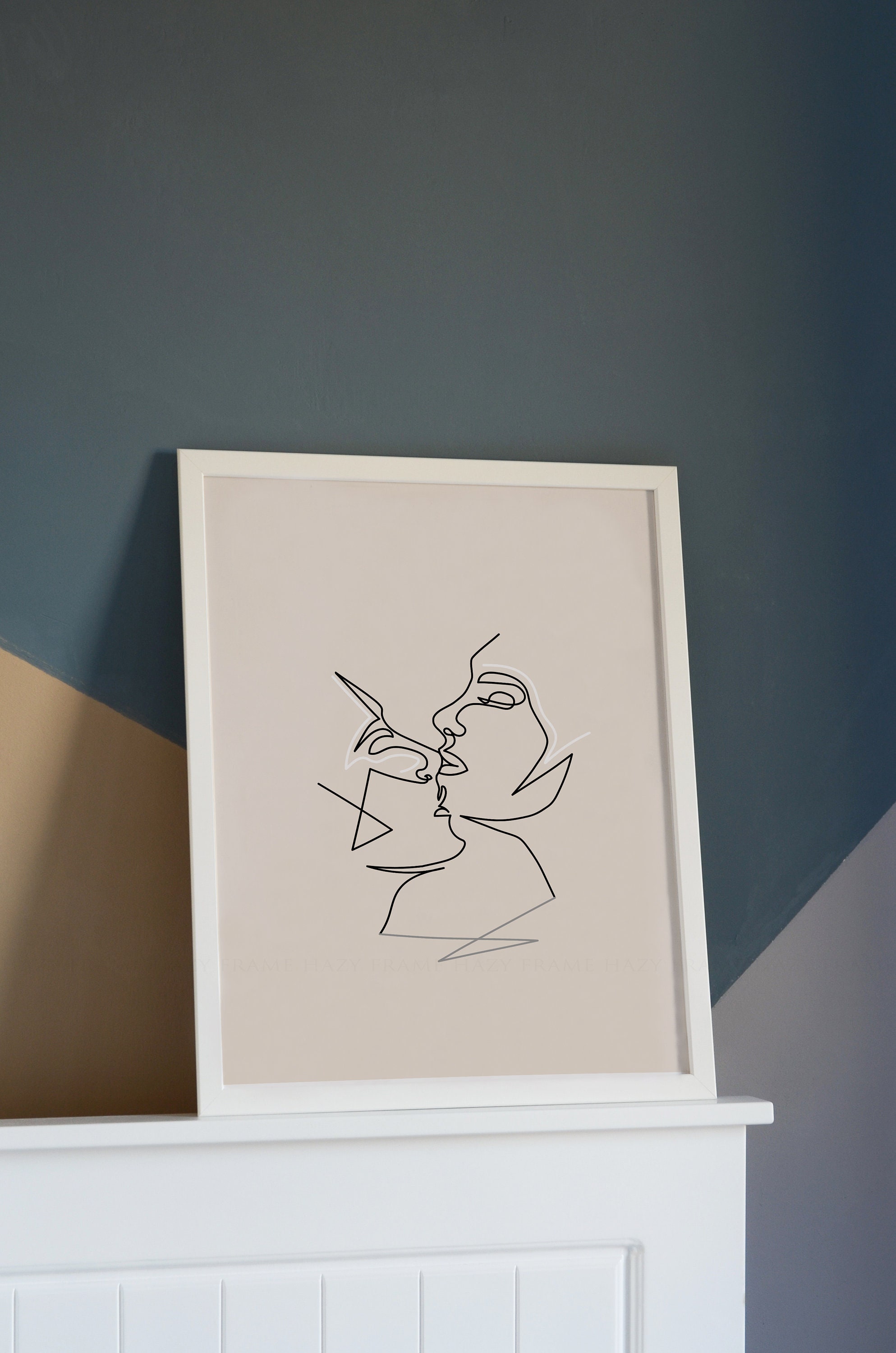 Kissing Digital One Line Art Minimalist Wall Decor - Etsy