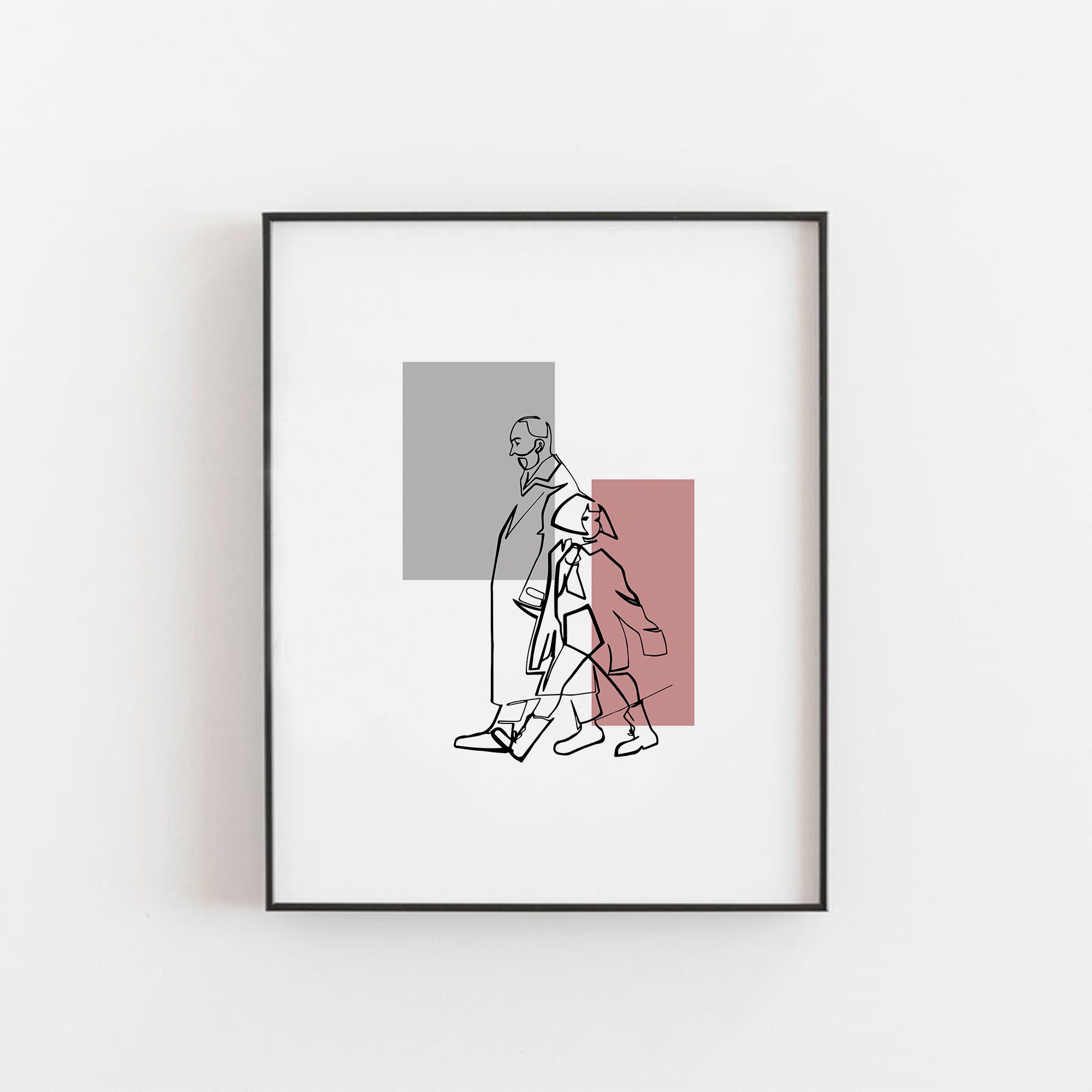 Leon and Mathilda One Line Digital Art Minimalist Wall Art - Etsy