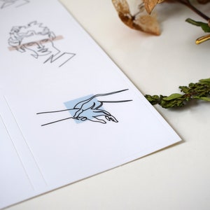 Minimalist One Line Sticker Sheet | Flowers Ancient Heads Square ...