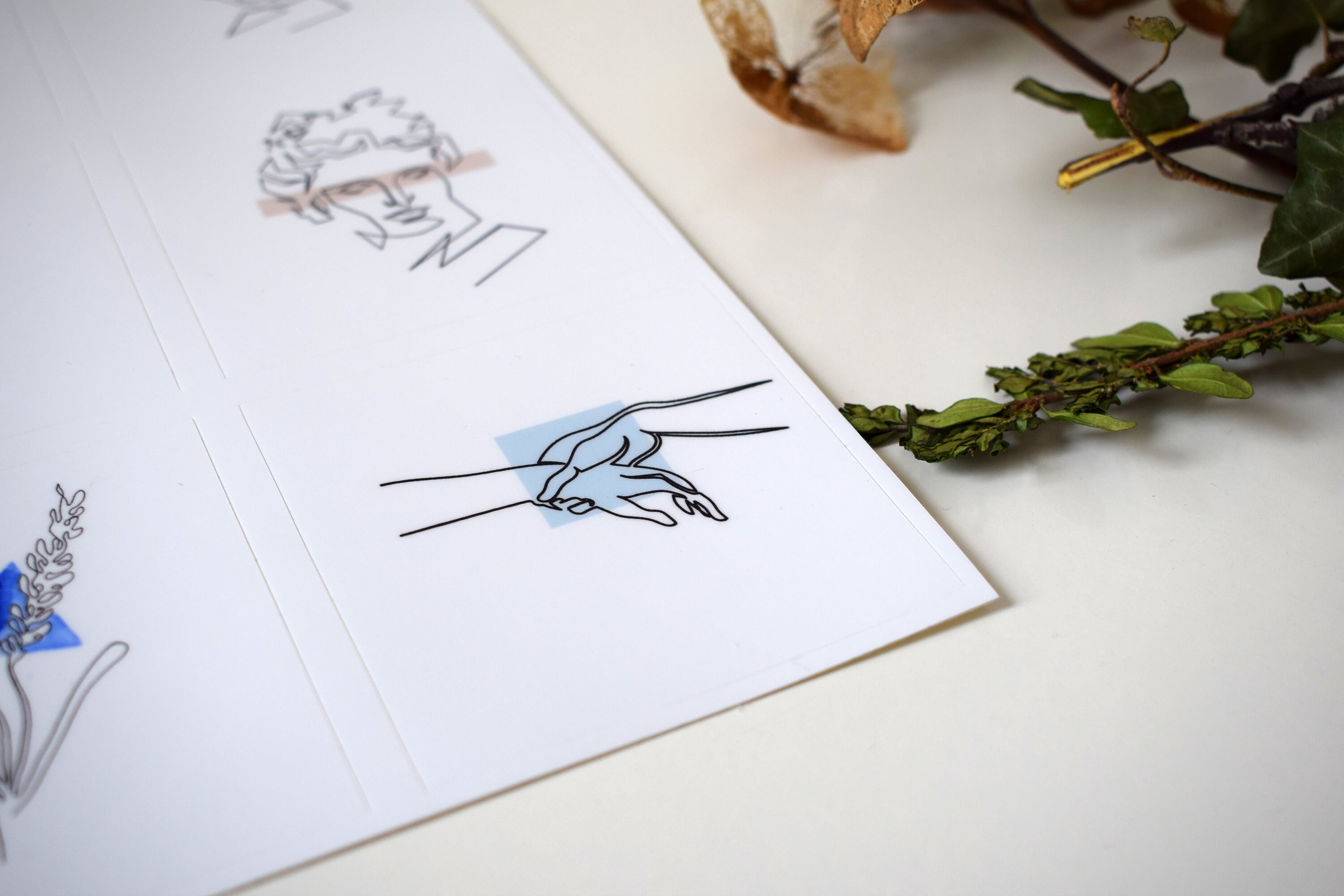 Minimalist One Line Sticker Sheet | Flowers Ancient Heads Square ...