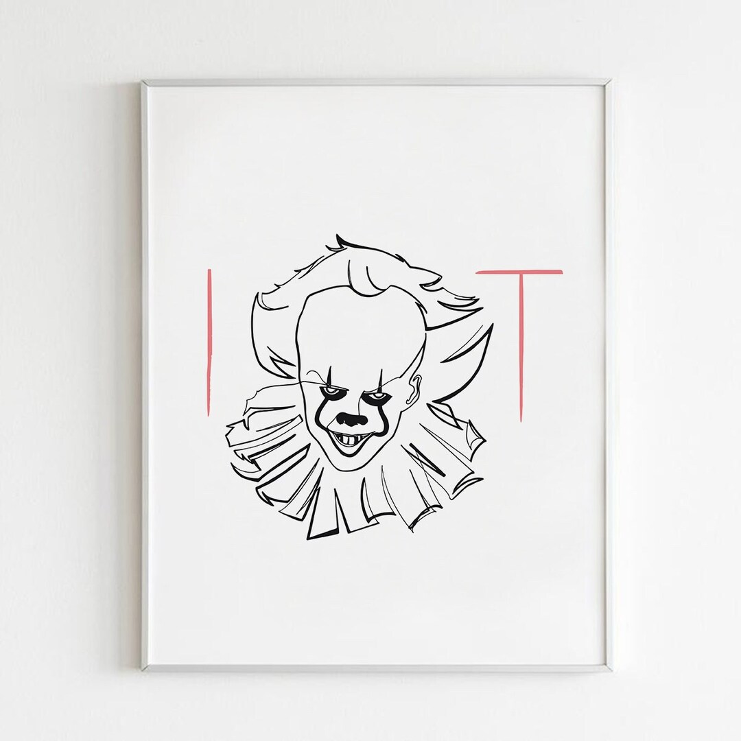 It Movie Pennywise One Line Portrait Scary Clown Digital Drawing - Etsy
