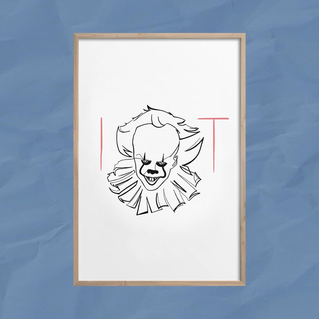 It Movie | Pennywise One Line Portrait | Scary Clown Digital Drawing - Etsy