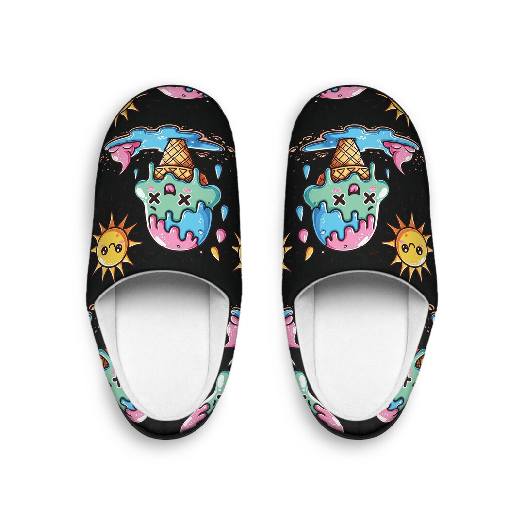 Men's Slippers, Cartoon Ice Cream Sun Design, Cozy House Shoes, Indoor ...