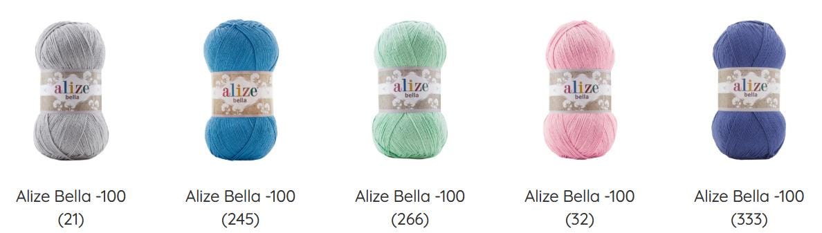 Alize Bella Cotton Yarn: Lightweight Vegan Yarn for Crochet & Knitting ...