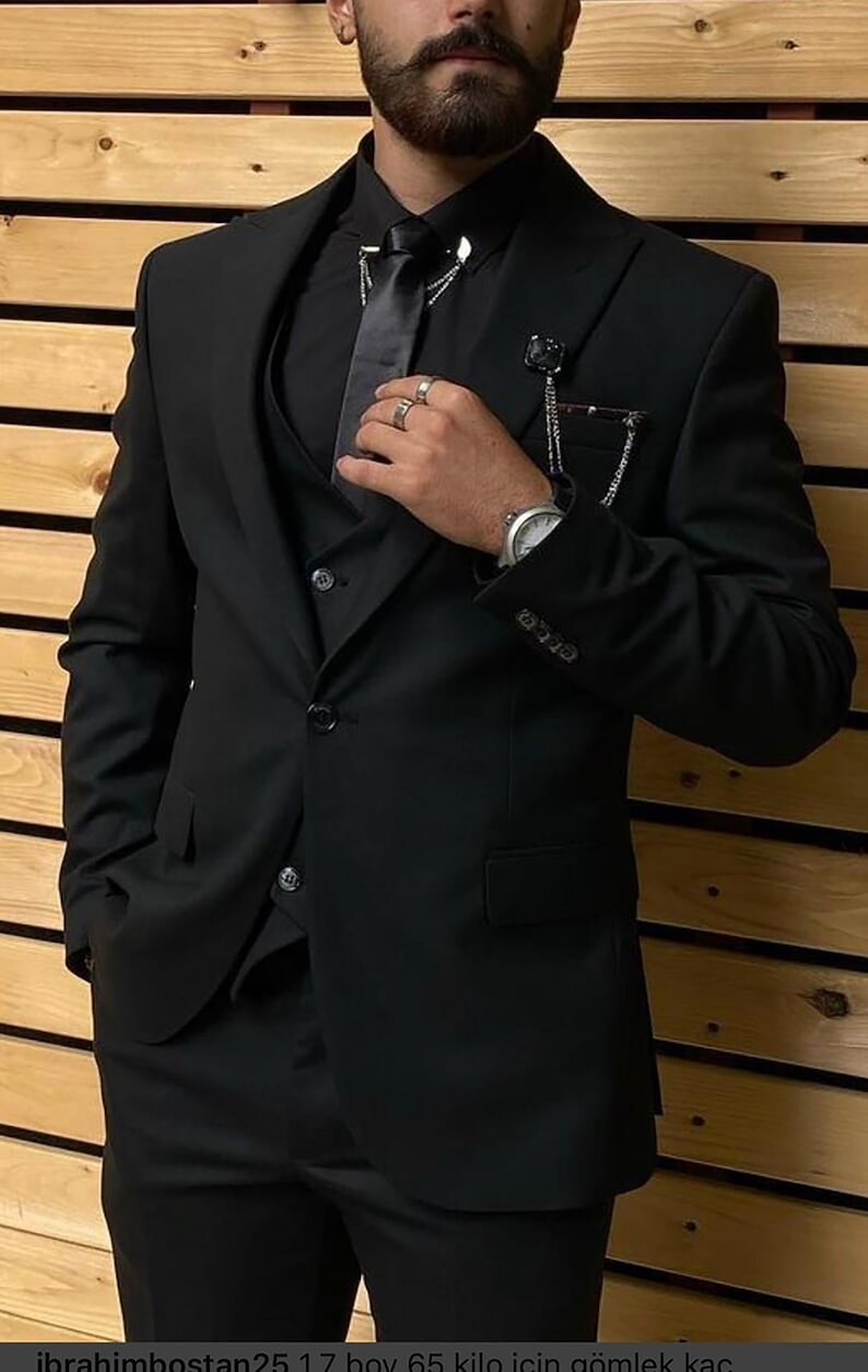 Full Set Black Slim Fit Suits Formal Fashion Suits Groom - Etsy