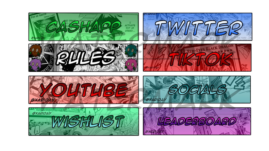 Yugioh Manga Twitch Panels – Anime PNG Stream Overlay (digital Download ...