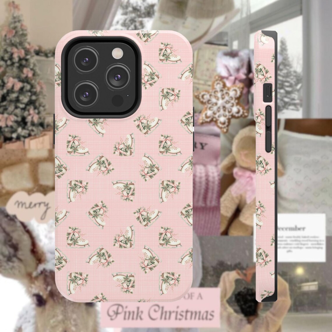 Figure Skating iPhone Case, Aesthetic Christmas iPhone Cover, Winter ...