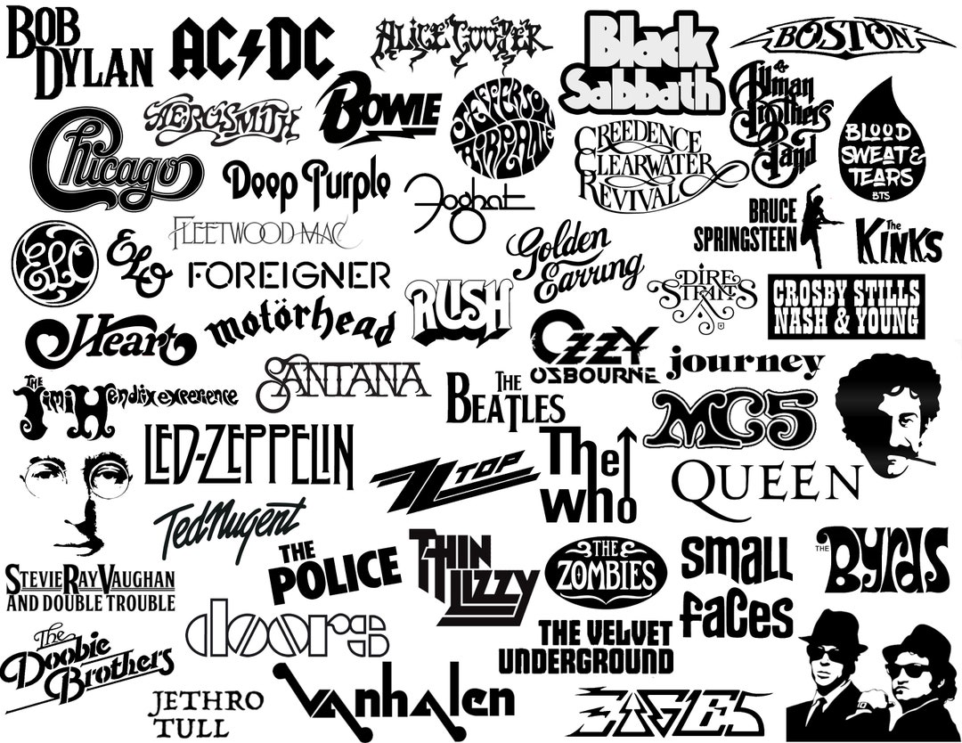 Rock & Roll Decals Stickers Classic Sabbath Byrds Queen Jimi Beatles ...