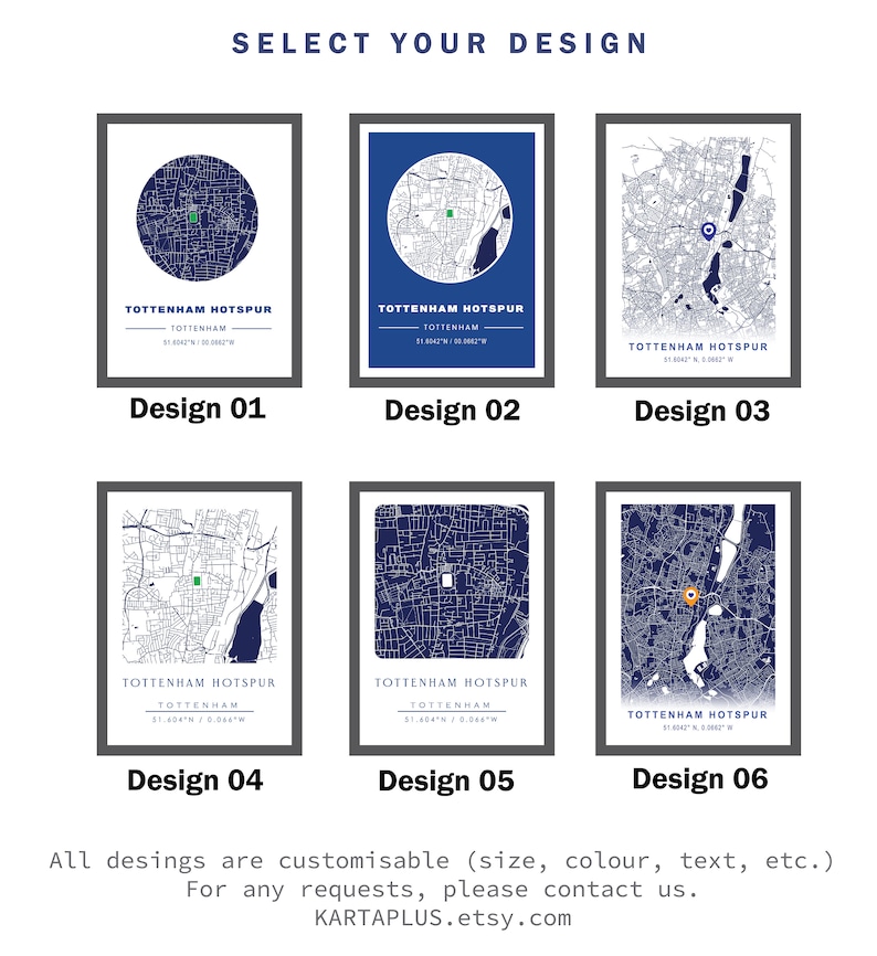 Tottenham Hotspur Stadium Poster, Tottenham FC Location Map, Hotspur ...
