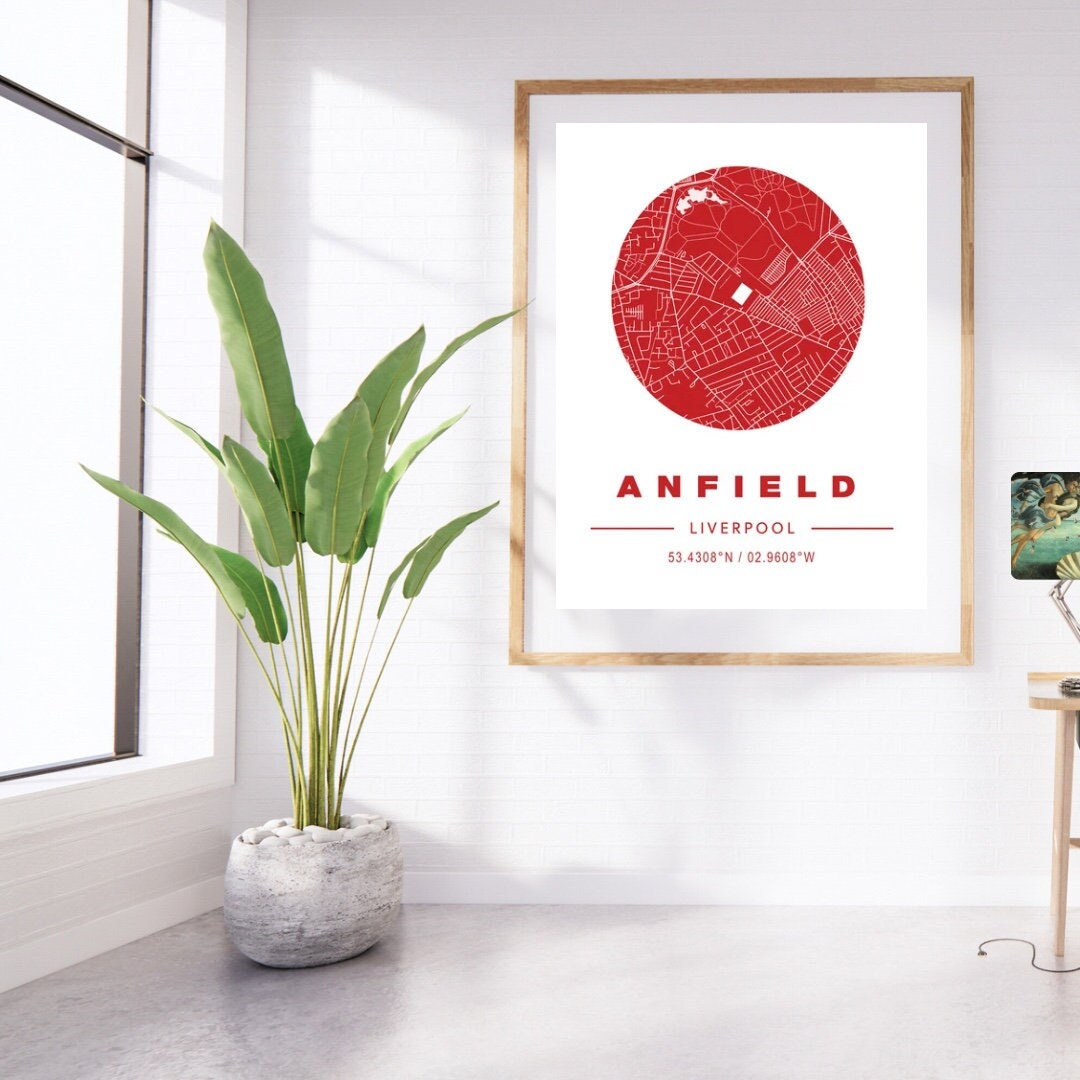 Liverpool FC Anfield Map Print, Anfield Location Map, Liverpool FC ...