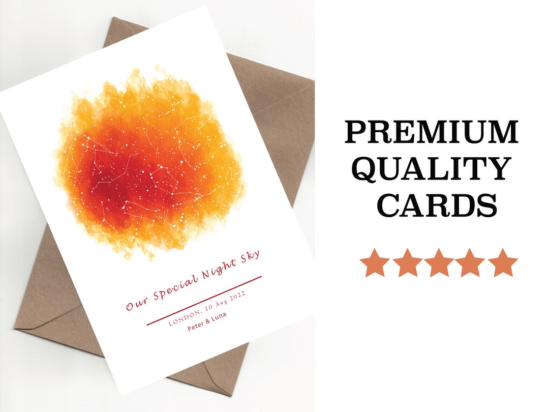 Night We Met Card, Custom Anniversary Card, Where We Met Card, Star Map ...