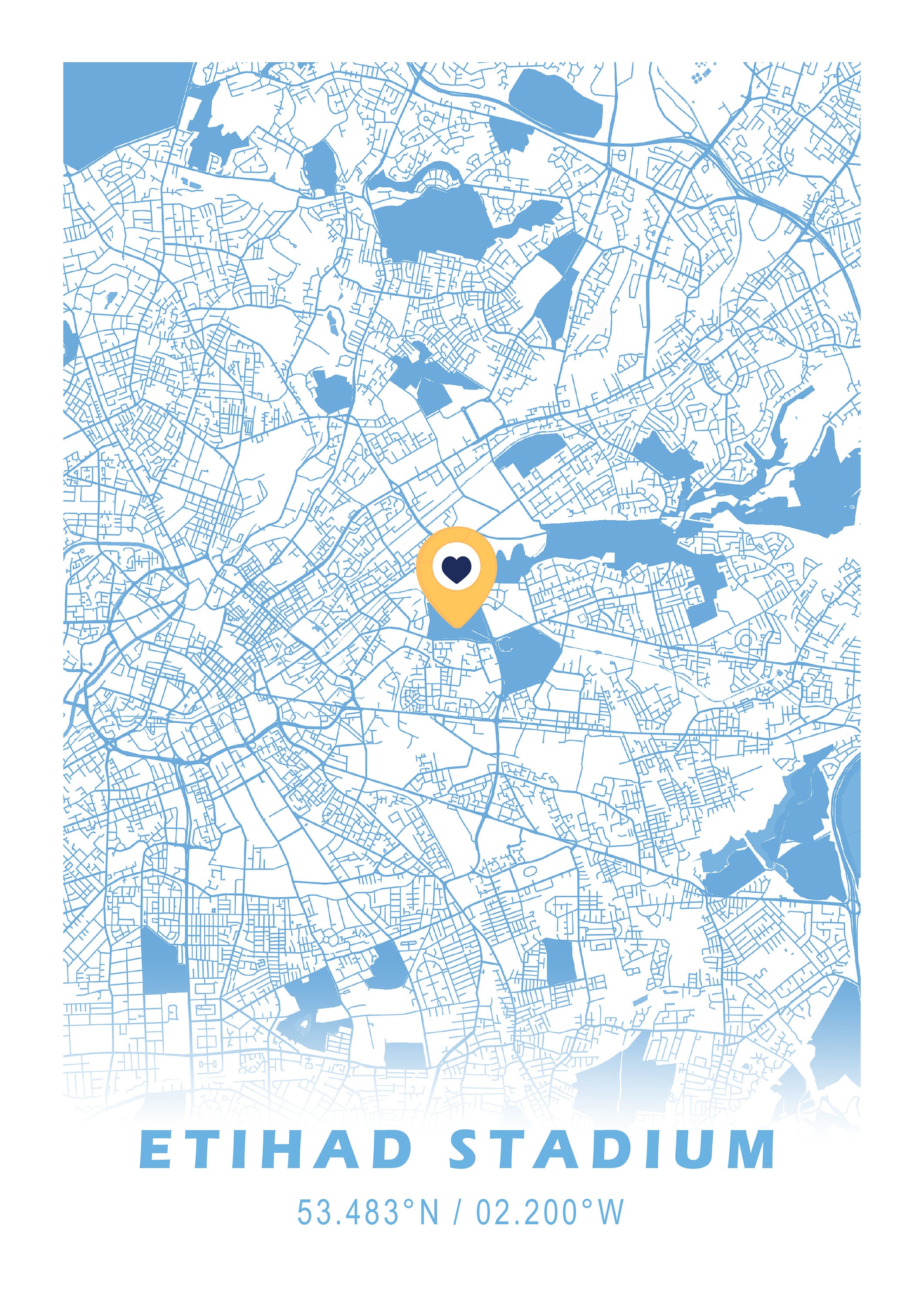 Etihad Stadium Map Print Manchester City FC Location Map - Etsy