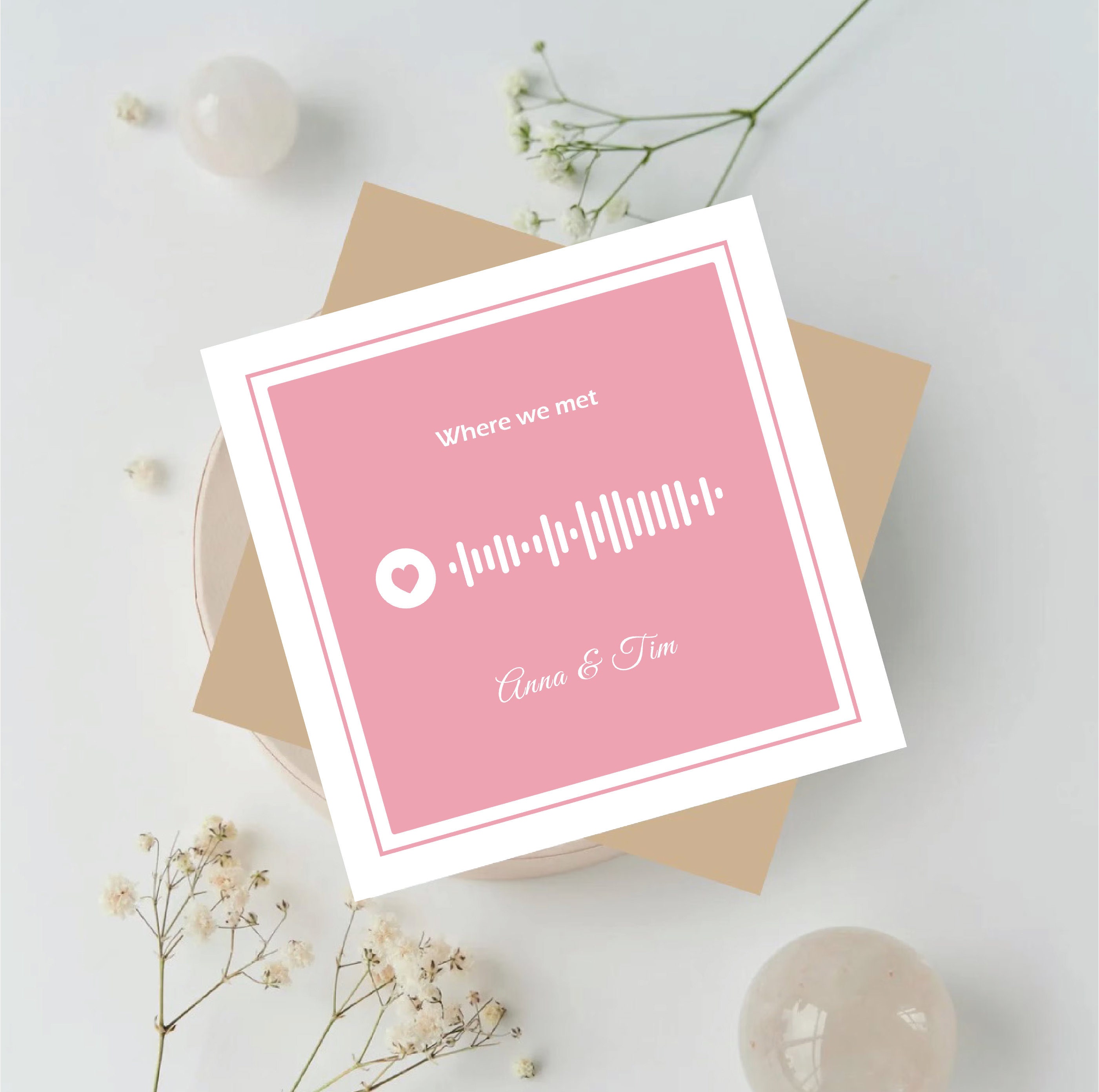 Spotify Code Card, Custom Playable Song Card, Our First Date Kiss, Gift ...