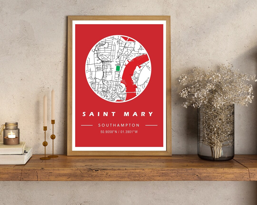 Cartel del estadio de Saint Mary, mapa de ubicación del Southampton FC ...