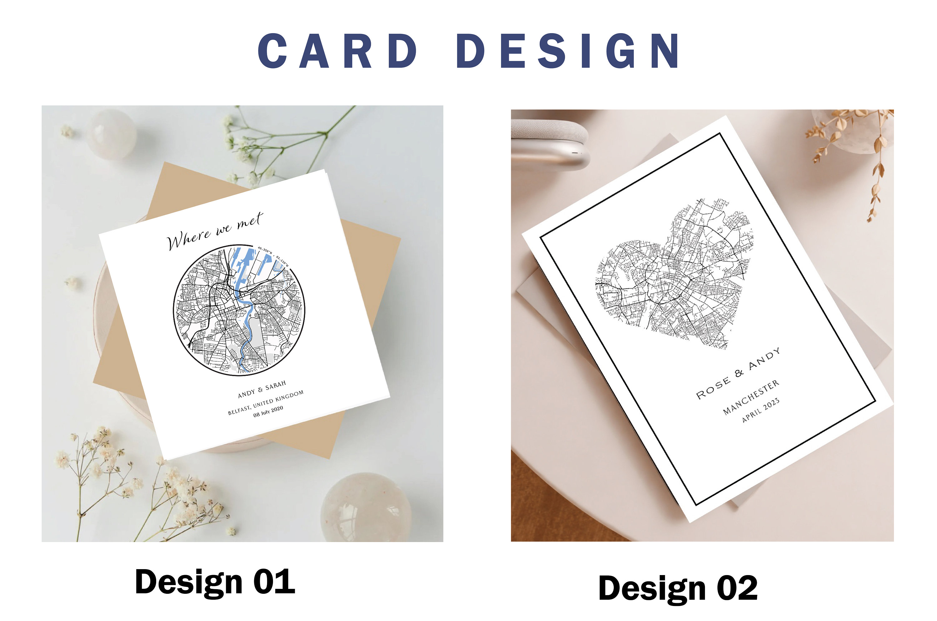 Quality Custom Map Card, Where We Met Card, Personalised Map Card ...