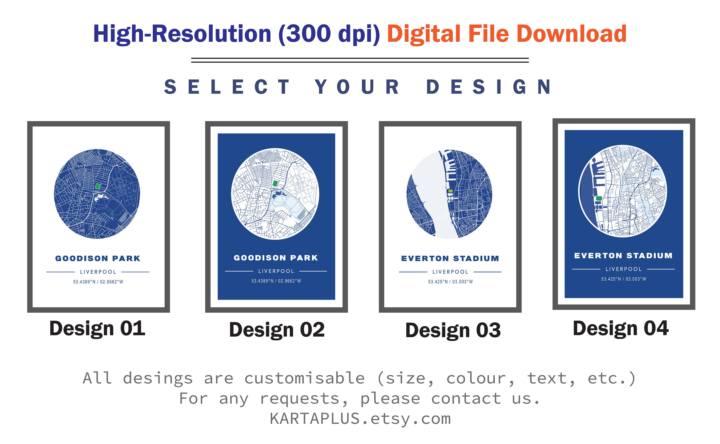 Everton Stadium Digital Download, Goodison Park Map, Bramley Moore Stadium, Everton Gift, Gift ...