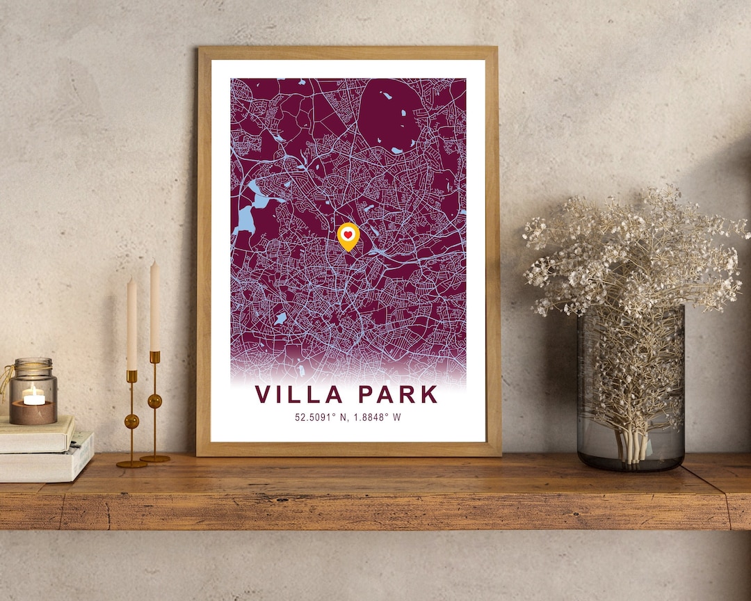 Villa Park Stadium (digital File Download), Aston Villa FC Location Map ...