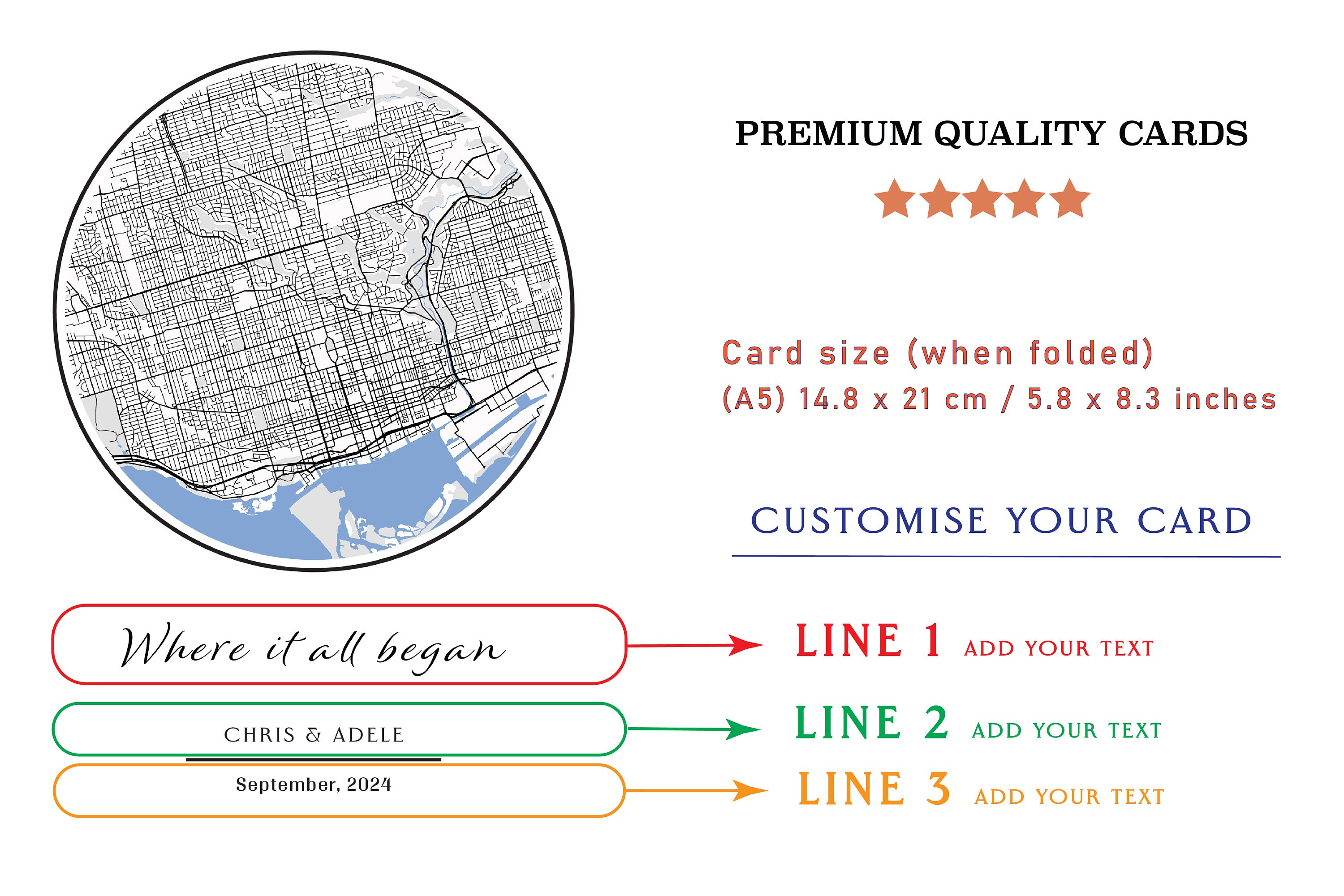 Anniversary Card, Custom Location Map Card, Where We Engaged, Our First ...