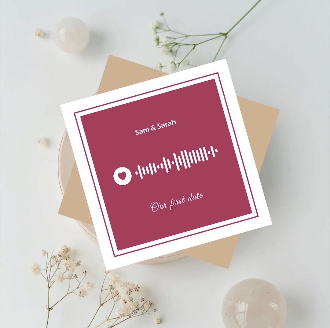 Spotify Code Card, Custom Playable Song Card, Our First Date Kiss, Gift ...