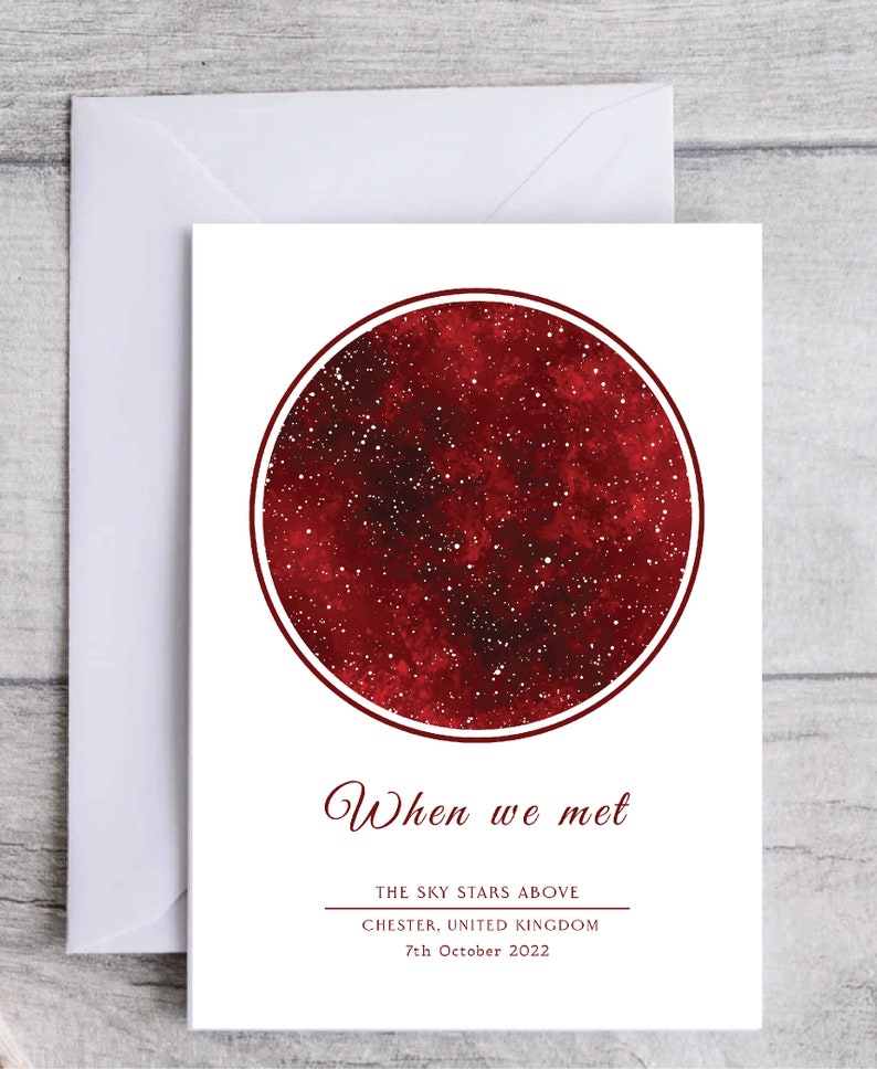 Custom Night Stars Card, When We Met Card, Our First Date, Night We ...