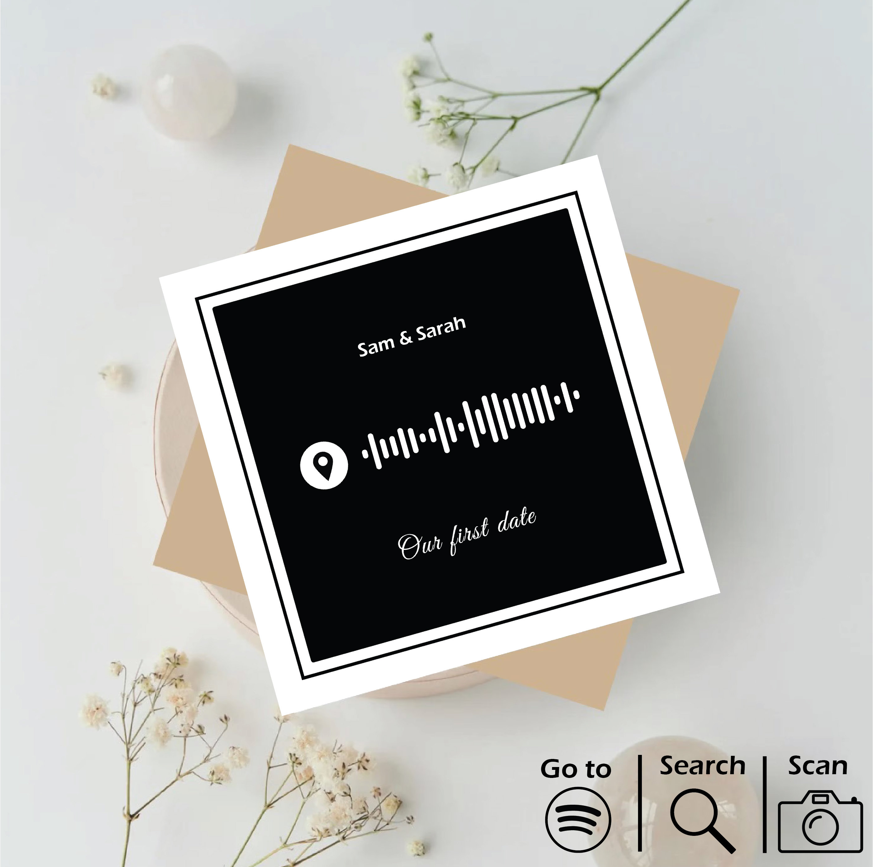 Spotify Code Card, Custom Playable Song Card, Our First Date Kiss, Gift ...