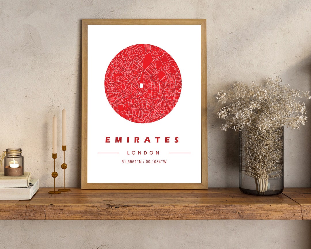 Arsenal Emirates Stadium Poster, Arsenal FC Location Map, Emirates ...