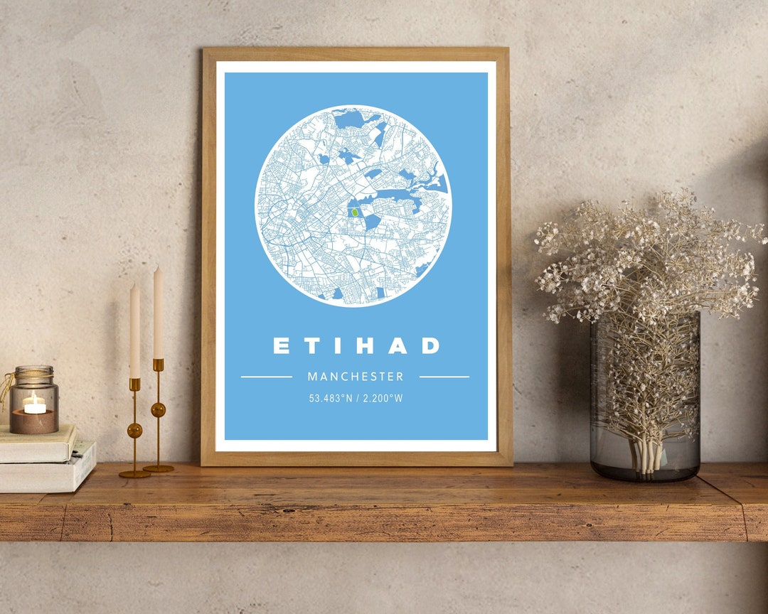 Etihad Stadium Map (digital File Download), Manchester City FC Location Map, Etihad Stadium ...