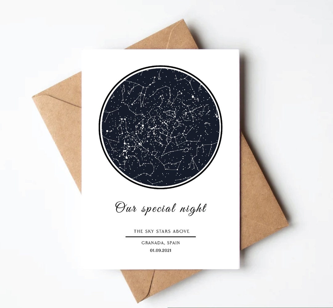 Custom Night Stars Card, When We Met Card, Our First Date, Night We ...